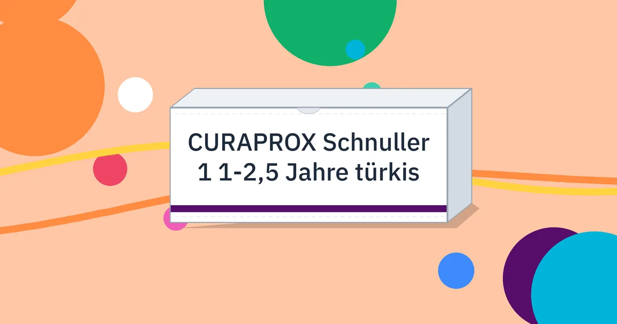 Symbolbild: Packung mit der Aufschrift CURAPROX Schnuller 1 1-2,5 Jahre türkis (PZN 19119637) – Verfügbarkeit und Bezug in Apotheken in Frankfurt am Main