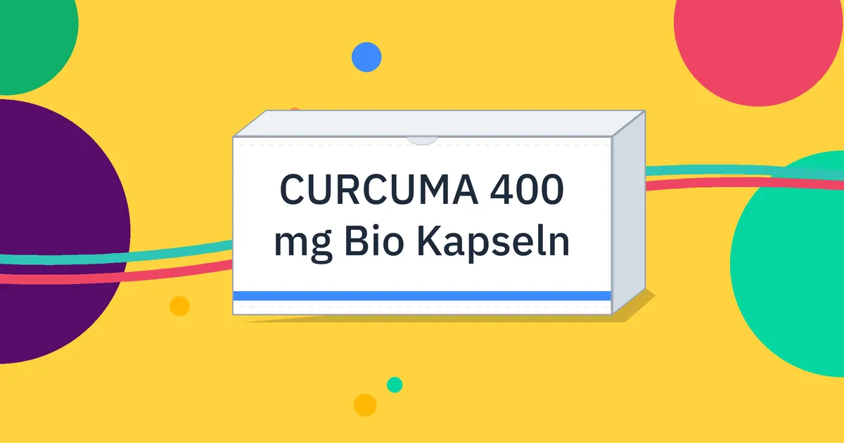 Symbolbild: Packung mit der Aufschrift CURCUMA 400 mg Bio Kapseln (PZN 15317671) – Verfügbarkeit und Bezug in Apotheken in Frankfurt am Main