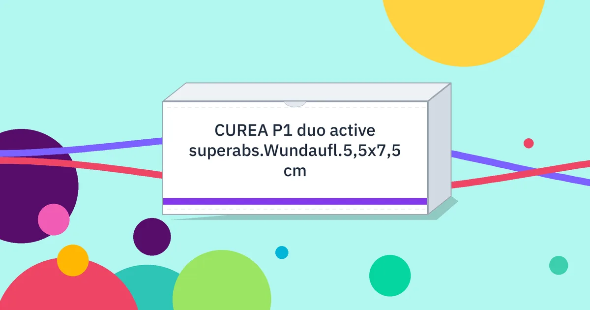 Symbolbild: Packung mit der Aufschrift CUREA P1 duo active superabs.Wundaufl.5,5x7,5 cm (PZN 15659733) – Verfügbarkeit und Bezug in Apotheken in Frankfurt am Main