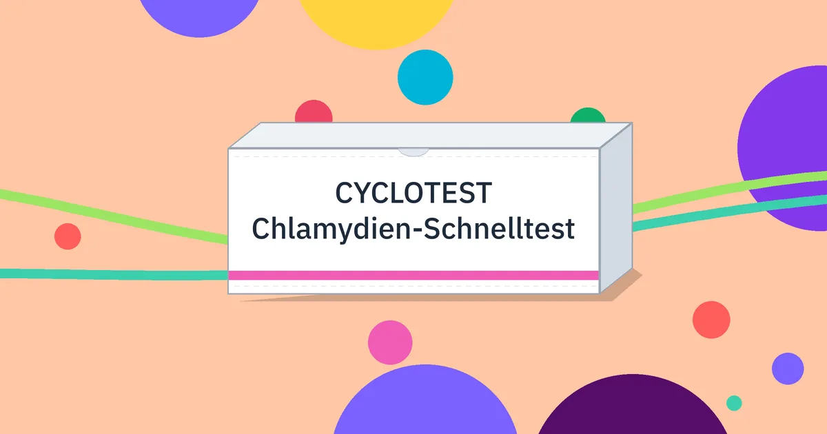 Symbolbild: Packung mit der Aufschrift CYCLOTEST Chlamydien-Schnelltest (PZN 06488592) – Verfügbarkeit und Bezug in Apotheken in Frankfurt am Main