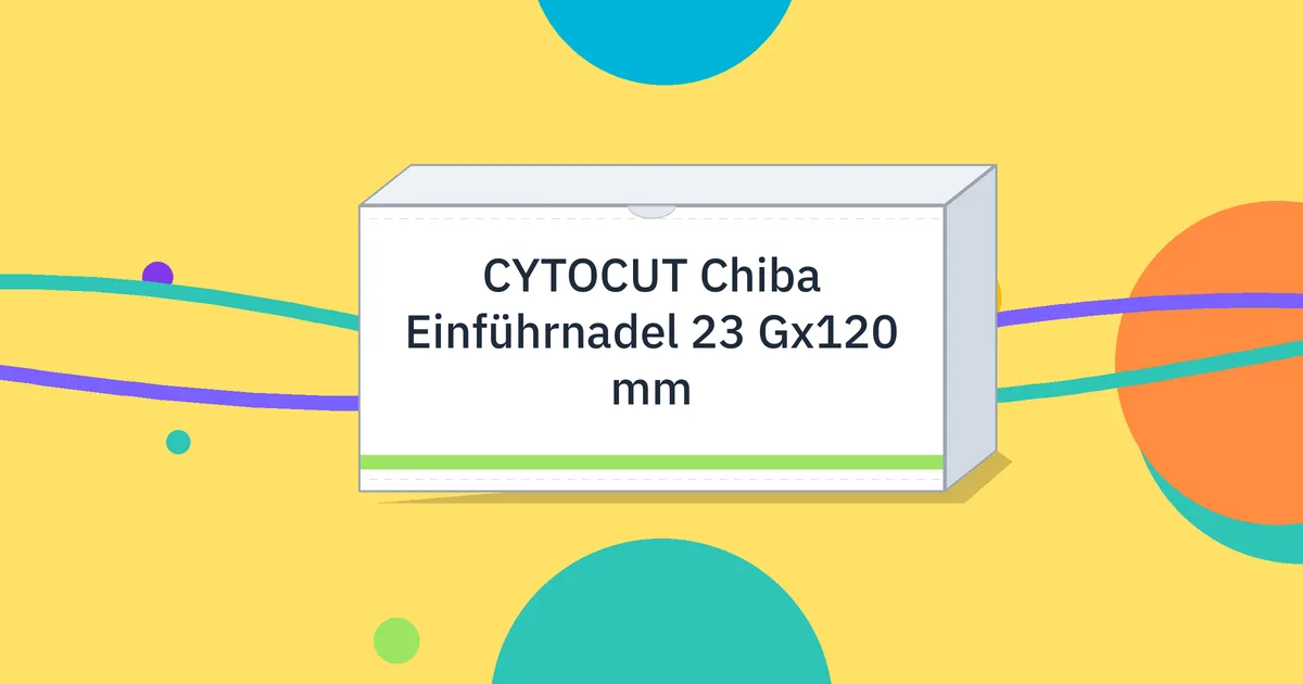Symbolbild: Packung mit der Aufschrift CYTOCUT Chiba Einführnadel 23 Gx120 mm (PZN 16919633) – Verfügbarkeit und Bezug in Apotheken in Frankfurt am Main