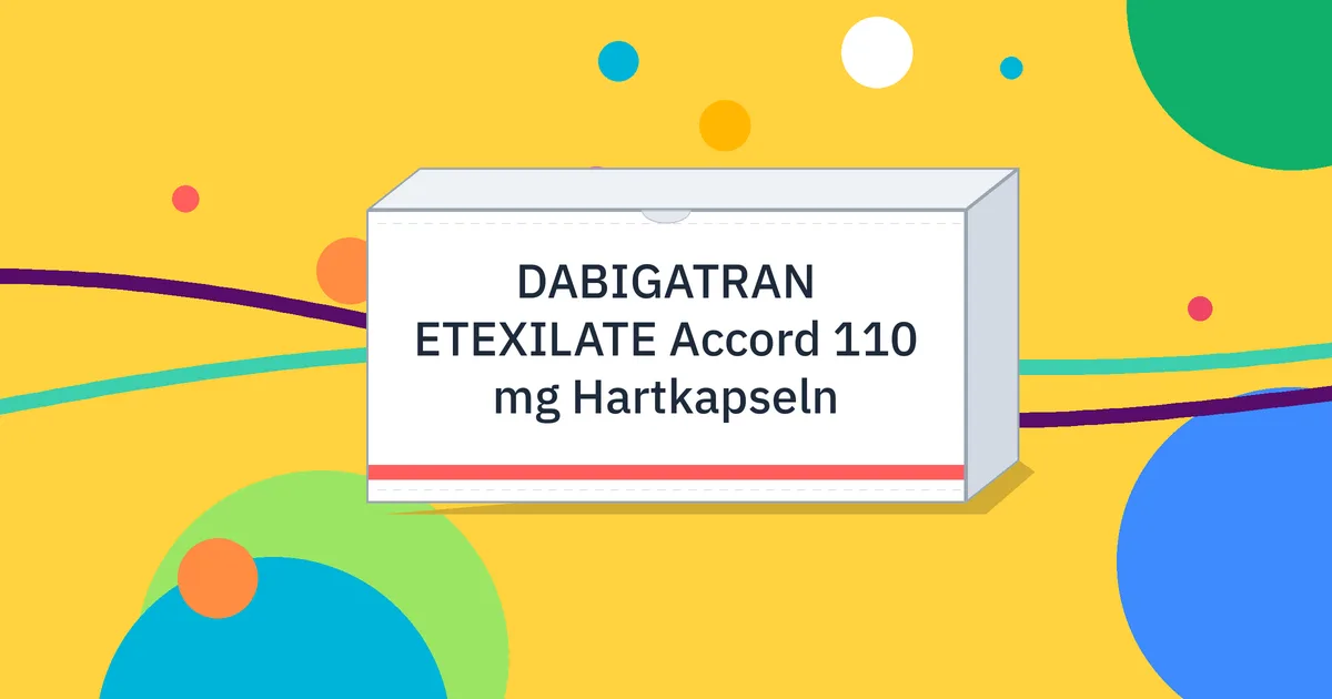 Symbolbild: Packung mit der Aufschrift DABIGATRAN ETEXILATE Accord 110 mg Hartkapseln (PZN 18407481) – Verfügbarkeit und Bezug in Apotheken in Frankfurt am Main