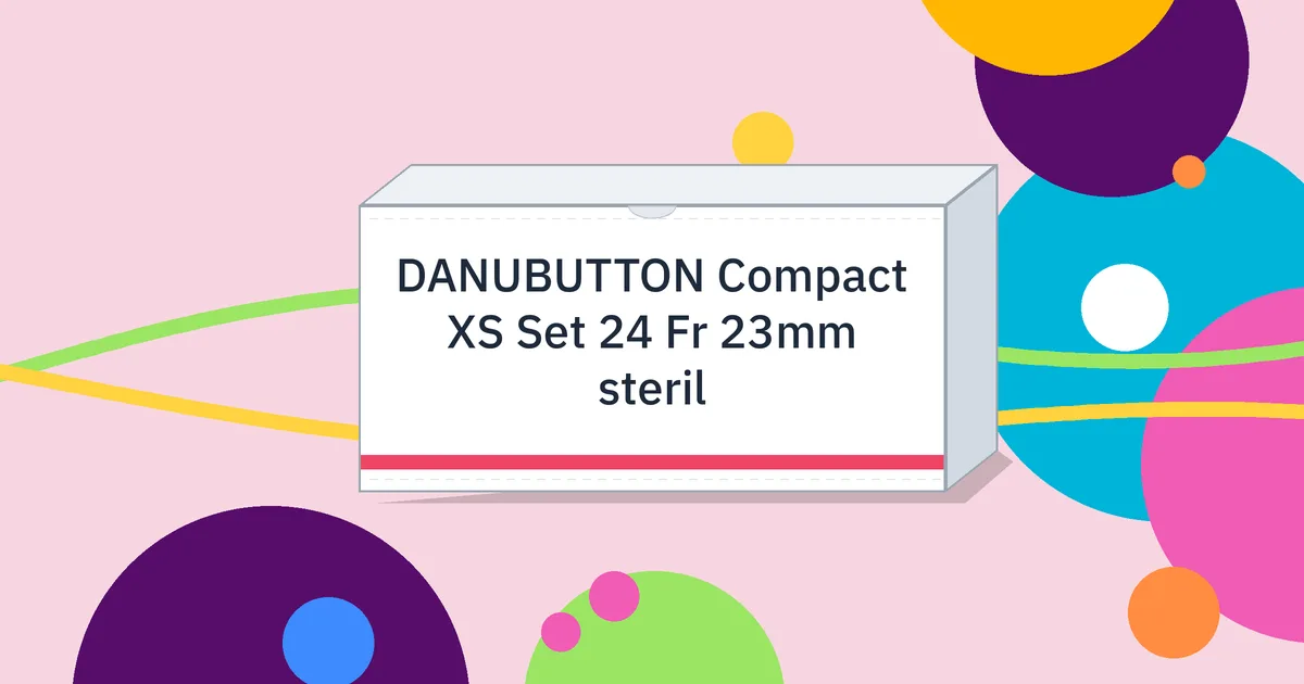 Symbolbild: Packung mit der Aufschrift DANUBUTTON Compact XS Set 24 Fr 23mm steril (PZN 19853372) – Verfügbarkeit und Bezug in Apotheken in Frankfurt am Main