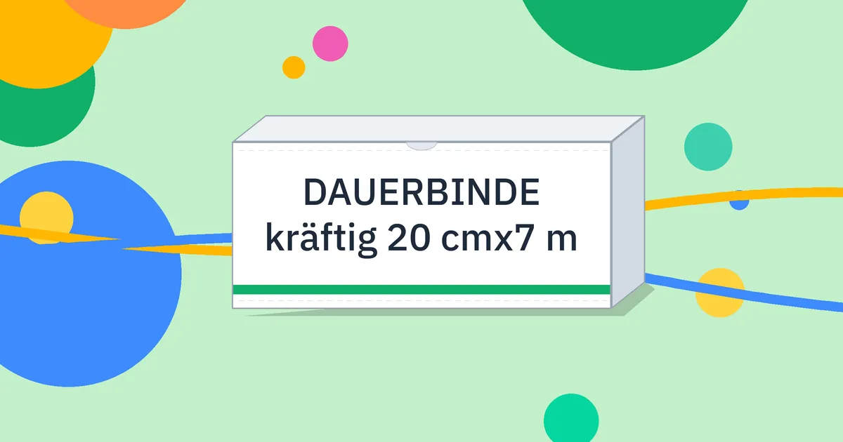 Symbolbild: Packung mit der Aufschrift DAUERBINDE kräftig 20 cmx7 m (PZN 12588820) – Verfügbarkeit und Bezug in Apotheken in Frankfurt am Main
