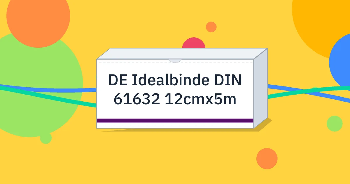 Symbolbild: Packung mit der Aufschrift DE Idealbinde DIN 61632 12cmx5m (PZN 04552156) – Verfügbarkeit und Bezug in Apotheken in Frankfurt am Main