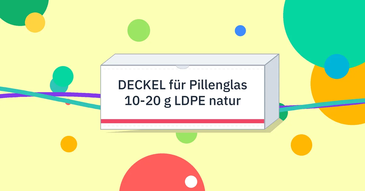 Symbolbild: Packung mit der Aufschrift DECKEL für Pillenglas 10-20 g LDPE natur (PZN 18138710) – Verfügbarkeit und Bezug in Apotheken in Frankfurt am Main
