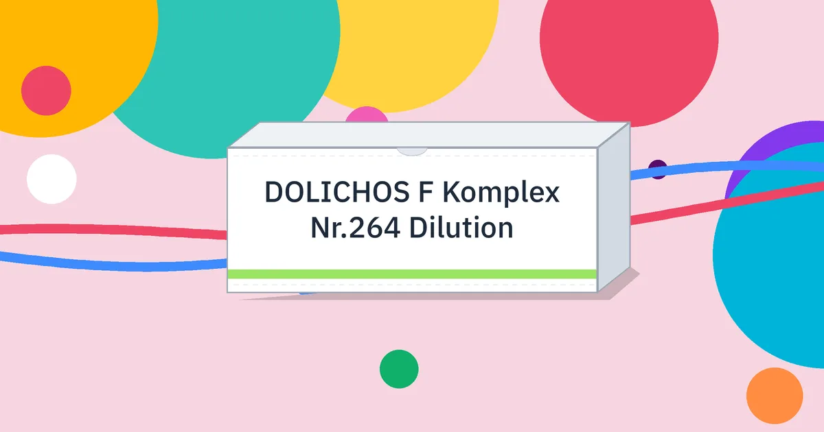 Symbolbild: Packung mit der Aufschrift DOLICHOS F Komplex Nr.264 Dilution (PZN 01013163) – Verfügbarkeit und Bezug in Apotheken in Frankfurt am Main