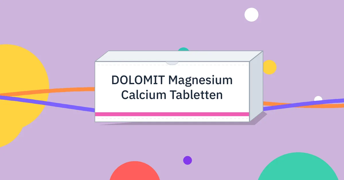 Symbolbild: Packung mit der Aufschrift DOLOMIT Magnesium Calcium Tabletten (PZN 02519812) – Verfügbarkeit und Bezug in Apotheken in Frankfurt am Main
