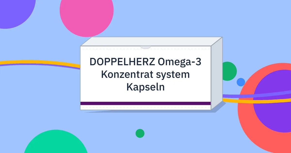 Symbolbild: Packung mit der Aufschrift DOPPELHERZ Omega-3 Konzentrat system Kapseln (PZN 06132725) – Verfügbarkeit und Bezug in Apotheken in Frankfurt am Main