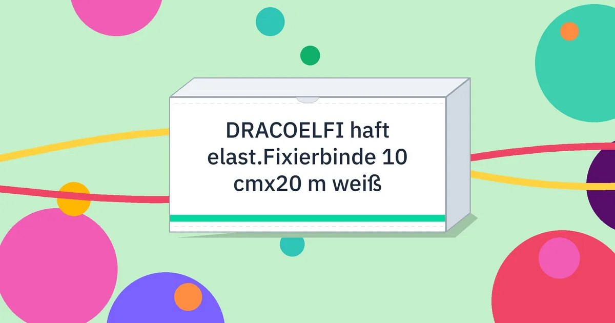 Symbolbild: Packung mit der Aufschrift DRACOELFI haft elast.Fixierbinde 10 cmx20 m weiß (PZN 19136340) – Verfügbarkeit und Bezug in Apotheken in Frankfurt am Main