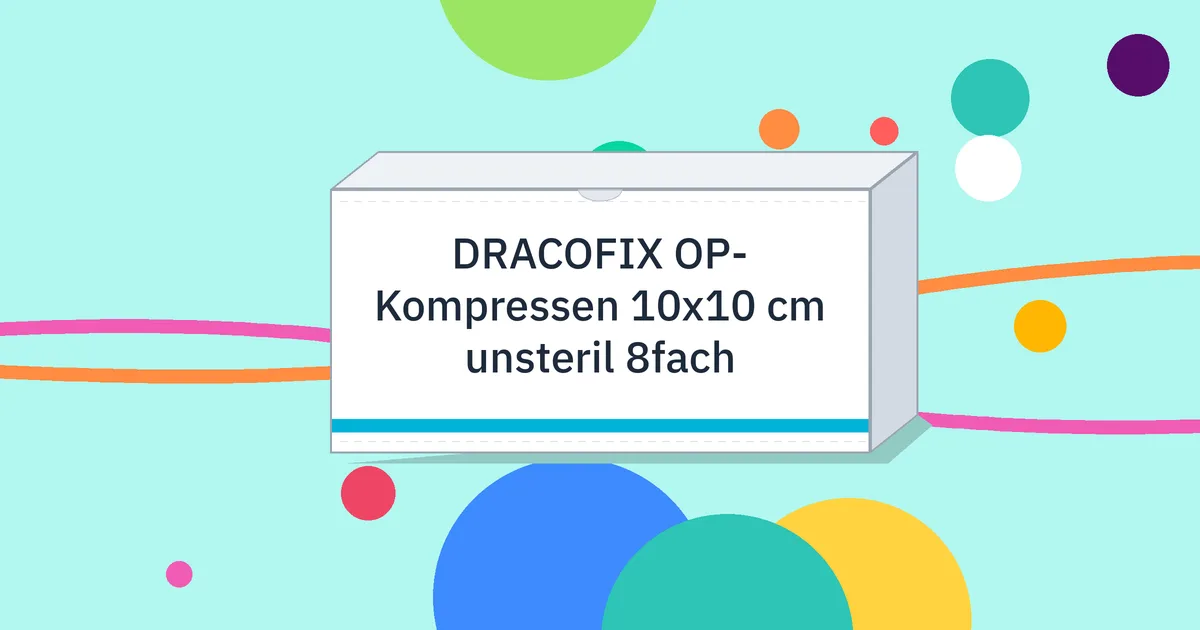 Symbolbild: Packung mit der Aufschrift DRACOFIX OP-Kompressen 10x10 cm unsteril 8fach (PZN 01980621) – Verfügbarkeit und Bezug in Apotheken in Frankfurt am Main