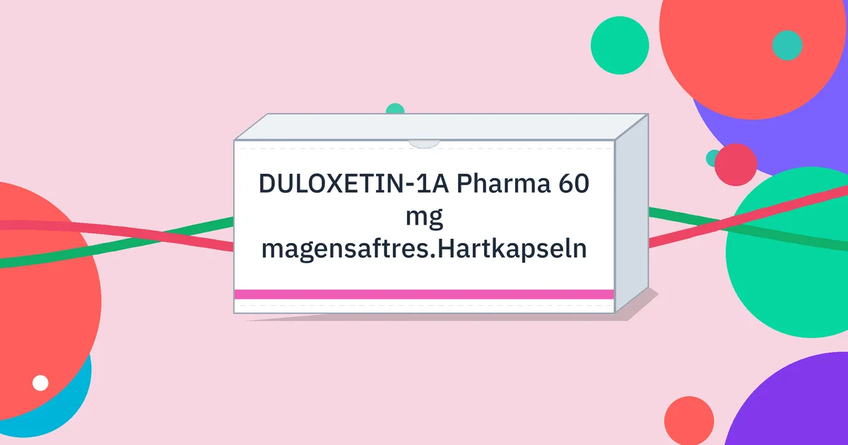 Symbolbild: Packung mit der Aufschrift DULOXETIN-1A Pharma 60 mg magensaftres.Hartkapseln (PZN 11049570) – Verfügbarkeit und Bezug in Apotheken in Frankfurt am Main