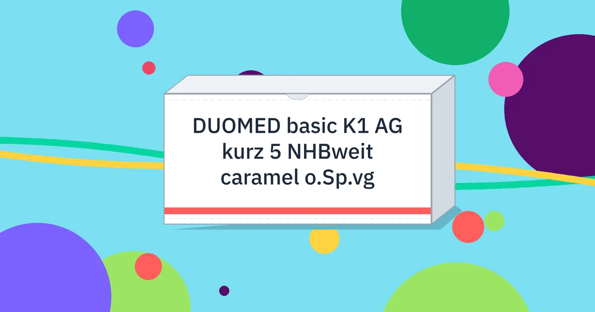 Symbolbild: Packung mit der Aufschrift DUOMED basic K1 AG kurz 5 NHBweit caramel o.Sp.vg (PZN 20904956) – Verfügbarkeit und Bezug in Apotheken in Frankfurt am Main