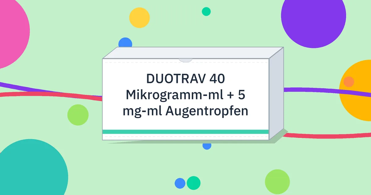 Symbolbild: Packung mit der Aufschrift DUOTRAV 40 Mikrogramm-ml + 5 mg-ml Augentropfen (PZN 00890502) – Verfügbarkeit und Bezug in Apotheken in Frankfurt am Main
