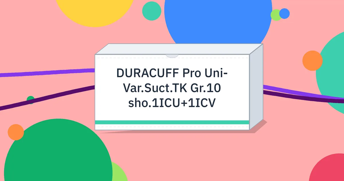 Symbolbild: Packung mit der Aufschrift DURACUFF Pro Uni-Var.Suct.TK Gr.10 sho.1ICU+1ICV (PZN 19244555) – Verfügbarkeit und Bezug in Apotheken in Frankfurt am Main
