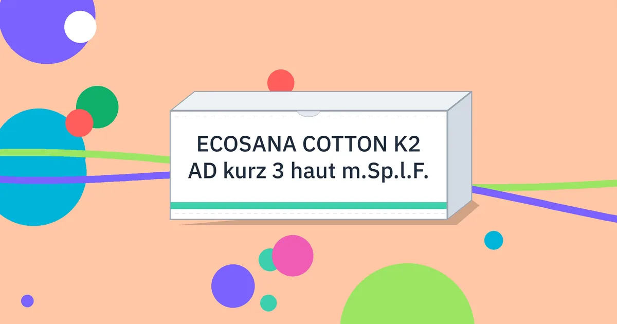 Symbolbild: Packung mit der Aufschrift ECOSANA COTTON K2 AD kurz 3 haut m.Sp.l.F. (PZN 16947701) – Verfügbarkeit und Bezug in Apotheken in Frankfurt am Main