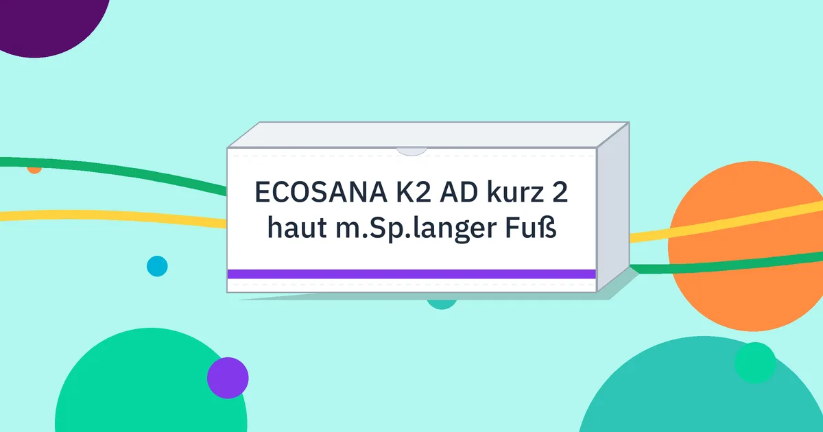 Symbolbild: Packung mit der Aufschrift ECOSANA K2 AD kurz 2 haut m.Sp.langer Fuß (PZN 10954077) – Verfügbarkeit und Bezug in Apotheken in Frankfurt am Main