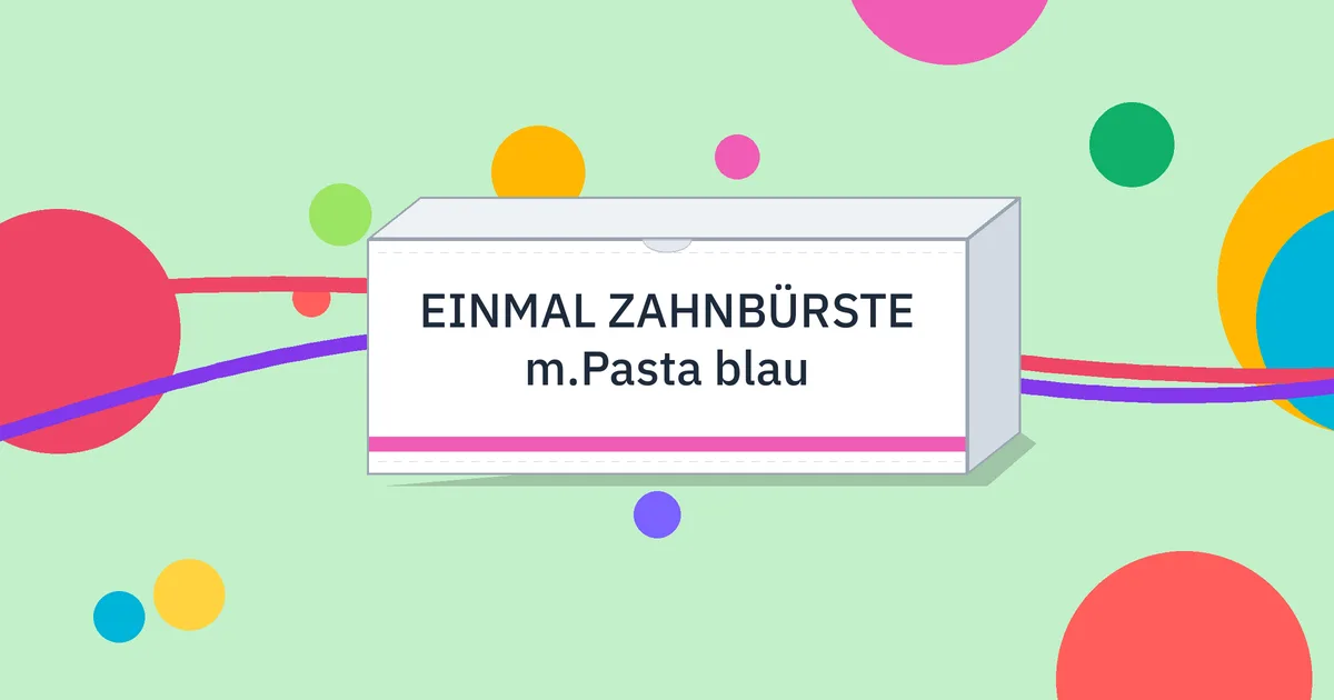 Symbolbild: Packung mit der Aufschrift EINMAL ZAHNBÜRSTE m.Pasta blau (PZN 07120486) – Verfügbarkeit und Bezug in Apotheken in Frankfurt am Main