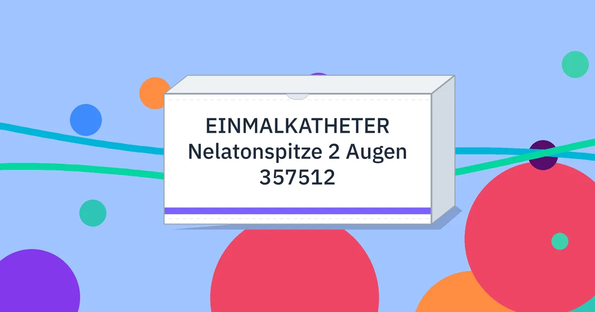Symbolbild: Packung mit der Aufschrift EINMALKATHETER Nelatonspitze 2 Augen 357512 (PZN 20288581) – Verfügbarkeit und Bezug in Apotheken in Frankfurt am Main