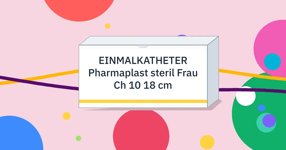 Symbolbild: Packung mit der Aufschrift EINMALKATHETER Pharmaplast steril Frau Ch 10 18 cm (PZN 15228128) – Verfügbarkeit und Bezug in Apotheken in Frankfurt am Main