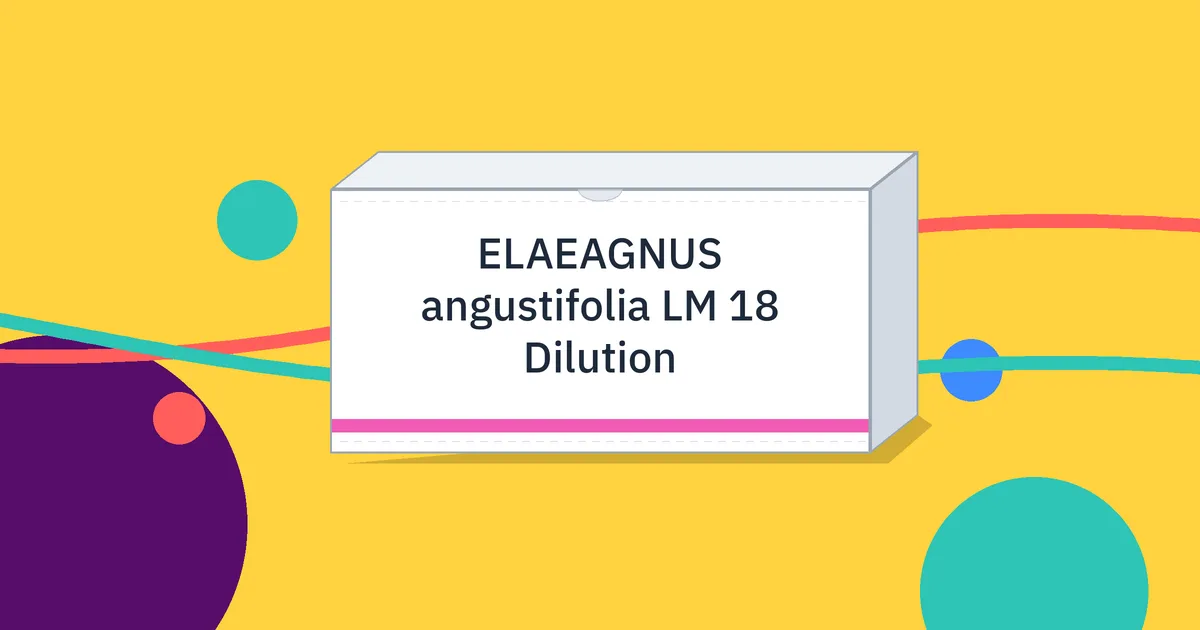 Symbolbild: Packung mit der Aufschrift ELAEAGNUS angustifolia LM 18 Dilution (PZN 13469402) – Verfügbarkeit und Bezug in Apotheken in Frankfurt am Main