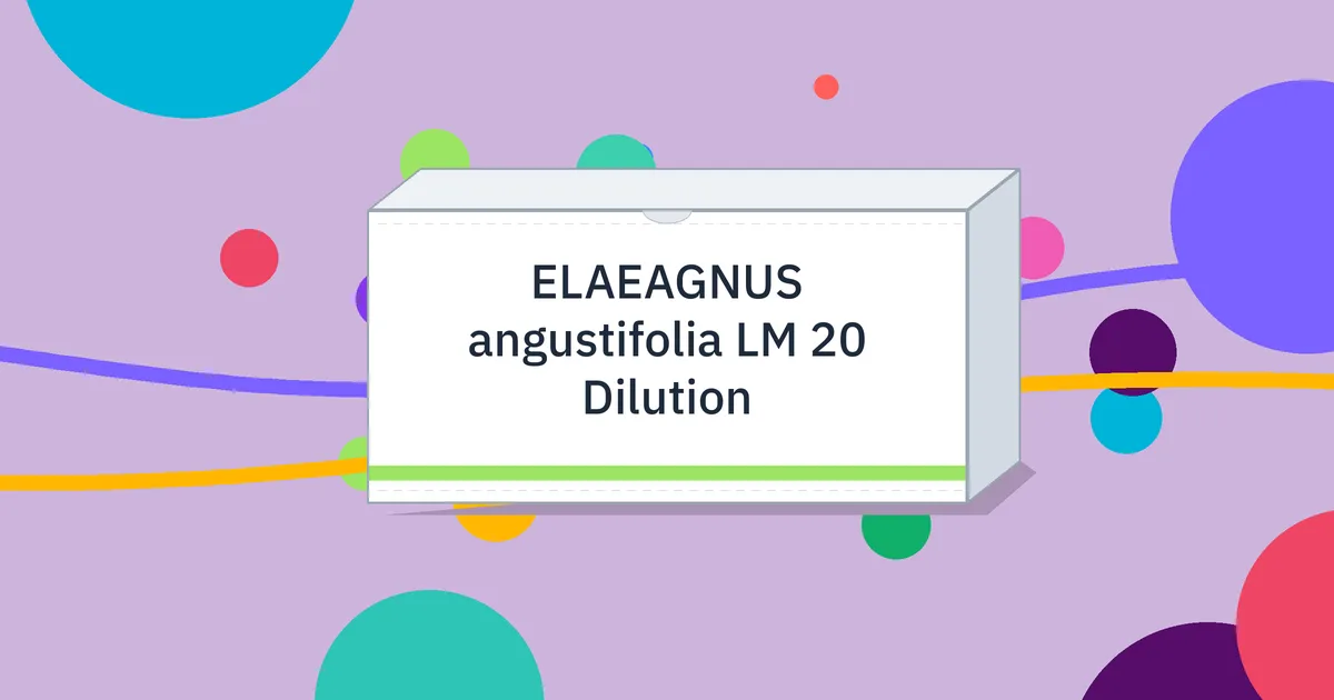 Symbolbild: Packung mit der Aufschrift ELAEAGNUS angustifolia LM 20 Dilution (PZN 13469425) – Verfügbarkeit und Bezug in Apotheken in Frankfurt am Main