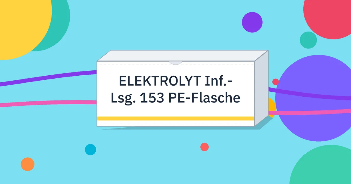 Symbolbild: Packung mit der Aufschrift ELEKTROLYT Inf.-Lsg. 153 PE-Flasche (PZN 09320999) – Verfügbarkeit und Bezug in Apotheken in Frankfurt am Main