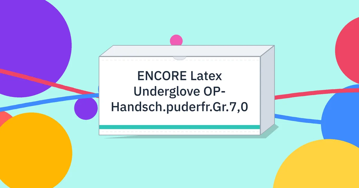 Symbolbild: Packung mit der Aufschrift ENCORE Latex Underglove OP-Handsch.puderfr.Gr.7,0 (PZN 13163933) – Verfügbarkeit und Bezug in Apotheken in Frankfurt am Main