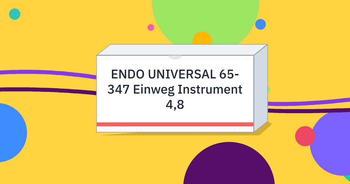 Symbolbild: Packung mit der Aufschrift ENDO UNIVERSAL 65-347 Einweg Instrument 4,8 (PZN 18258650) – Verfügbarkeit und Bezug in Apotheken in Frankfurt am Main