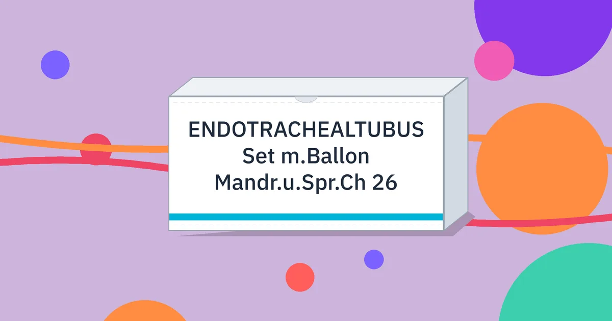 Symbolbild: Packung mit der Aufschrift ENDOTRACHEALTUBUS Set m.Ballon Mandr.u.Spr.Ch 26 (PZN 12453296) – Verfügbarkeit und Bezug in Apotheken in Frankfurt am Main