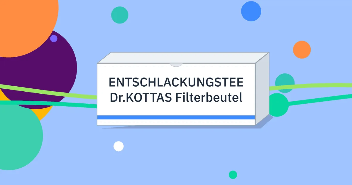 Symbolbild: Packung mit der Aufschrift ENTSCHLACKUNGSTEE Dr.KOTTAS Filterbeutel (PZN 09919940) – Verfügbarkeit und Bezug in Apotheken in Frankfurt am Main
