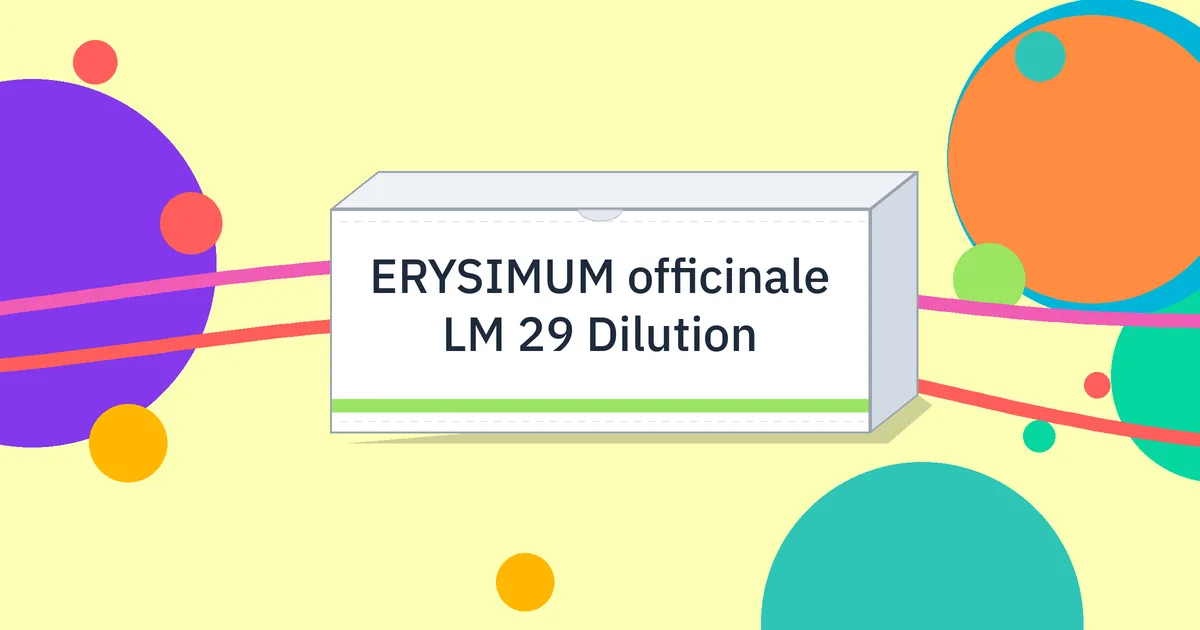 Symbolbild: Packung mit der Aufschrift ERYSIMUM officinale LM 29 Dilution (PZN 13479694) – Verfügbarkeit und Bezug in Apotheken in Frankfurt am Main