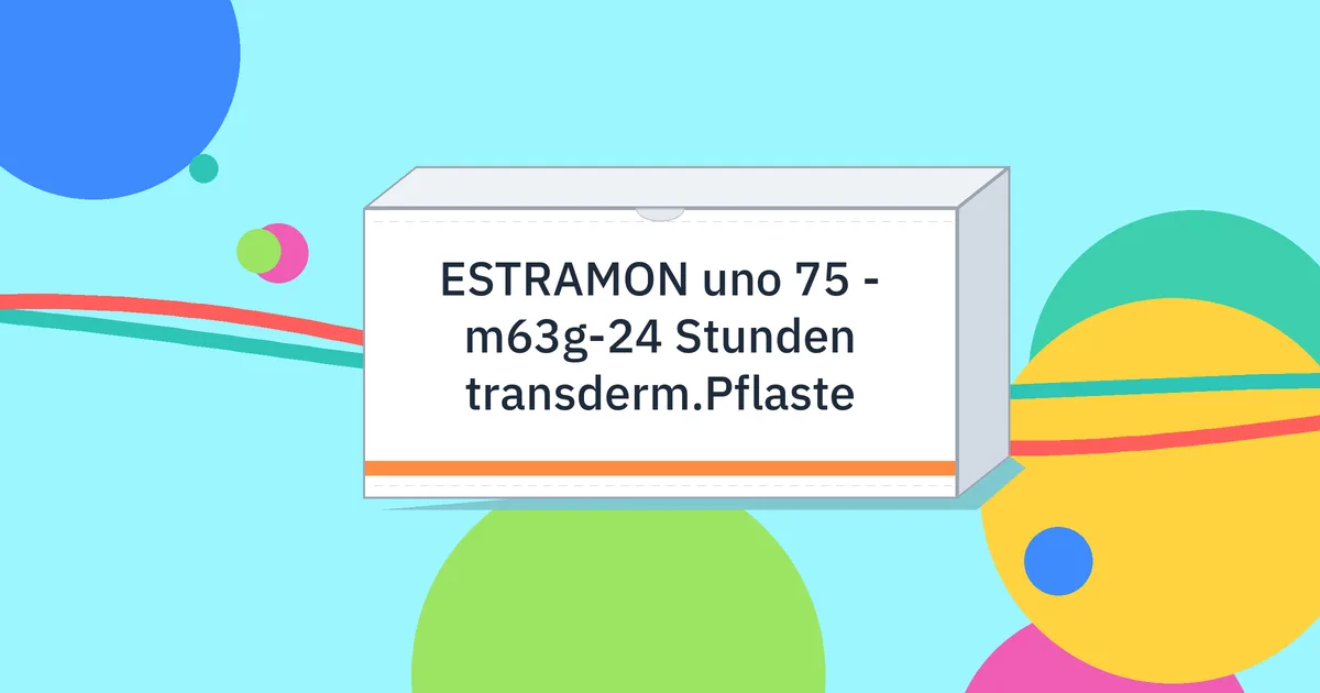 Symbolbild: Packung mit der Aufschrift ESTRAMON uno 75 -m63g-24 Stunden transderm.Pflaste (PZN 01220666) – Verfügbarkeit und Bezug in Apotheken in Frankfurt am Main