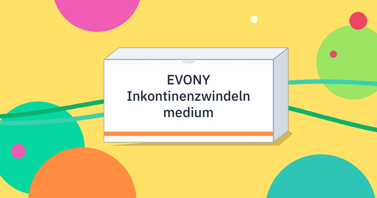 Symbolbild: Packung mit der Aufschrift EVONY Inkontinenzwindeln medium (PZN 18202810) – Verfügbarkeit und Bezug in Apotheken in Frankfurt am Main
