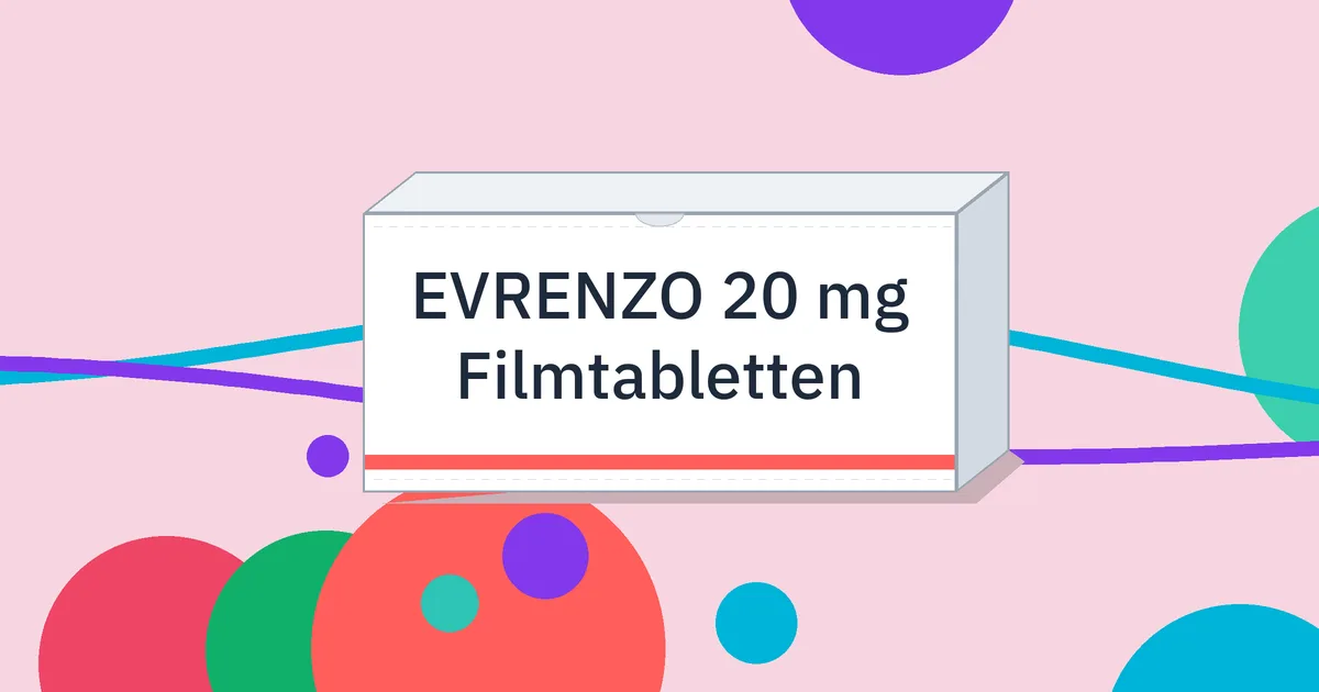 Symbolbild: Packung mit der Aufschrift EVRENZO 20 mg Filmtabletten (PZN 18892329) – Verfügbarkeit und Bezug in Apotheken in Frankfurt am Main