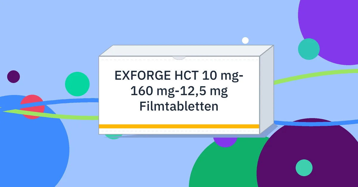 Symbolbild: Packung mit der Aufschrift EXFORGE HCT 10 mg-160 mg-12,5 mg Filmtabletten (PZN 10628900) – Verfügbarkeit und Bezug in Apotheken in Frankfurt am Main