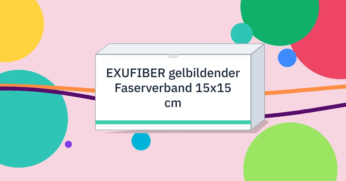 Symbolbild: Packung mit der Aufschrift EXUFIBER gelbildender Faserverband 15x15 cm (PZN 14334124) – Verfügbarkeit und Bezug in Apotheken in Frankfurt am Main