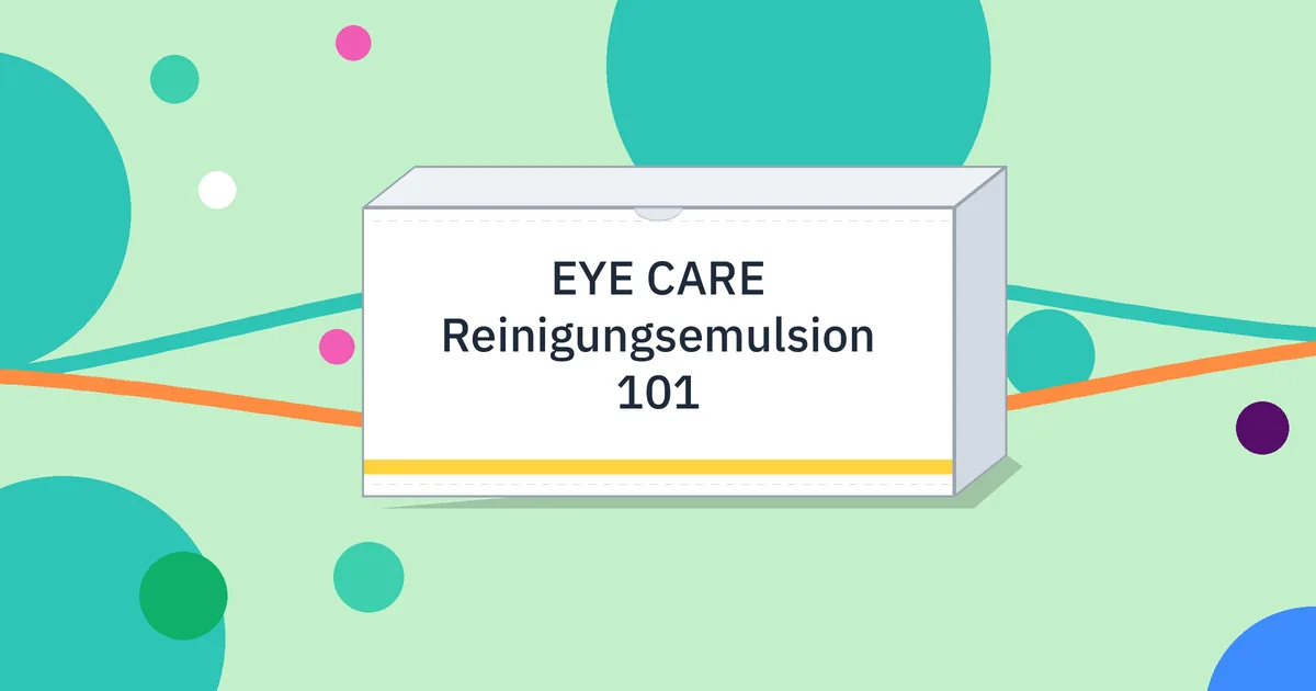 Symbolbild: Packung mit der Aufschrift EYE CARE Reinigungsemulsion 101 (PZN 07658085) – Verfügbarkeit und Bezug in Apotheken in Frankfurt am Main