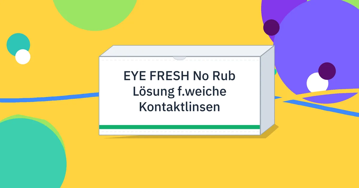 Symbolbild: Packung mit der Aufschrift EYE FRESH No Rub Lösung f.weiche Kontaktlinsen (PZN 19402020) – Verfügbarkeit und Bezug in Apotheken in Frankfurt am Main