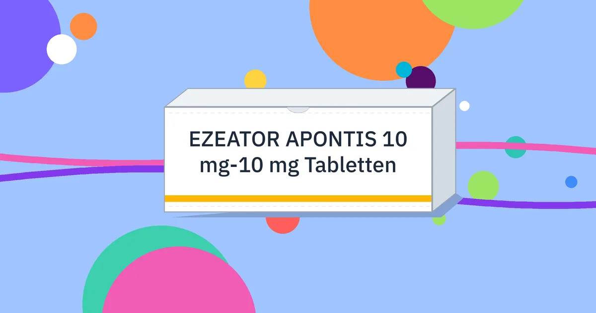 Symbolbild: Packung mit der Aufschrift EZEATOR APONTIS 10 mg-10 mg Tabletten (PZN 16774962) – Verfügbarkeit und Bezug in Apotheken in Frankfurt am Main