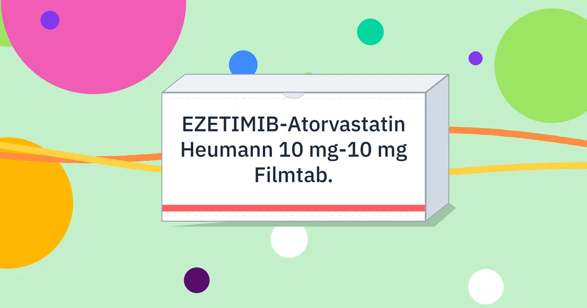Symbolbild: Packung mit der Aufschrift EZETIMIB-Atorvastatin Heumann 10 mg-10 mg Filmtab. (PZN 19054725) – Verfügbarkeit und Bezug in Apotheken in Frankfurt am Main