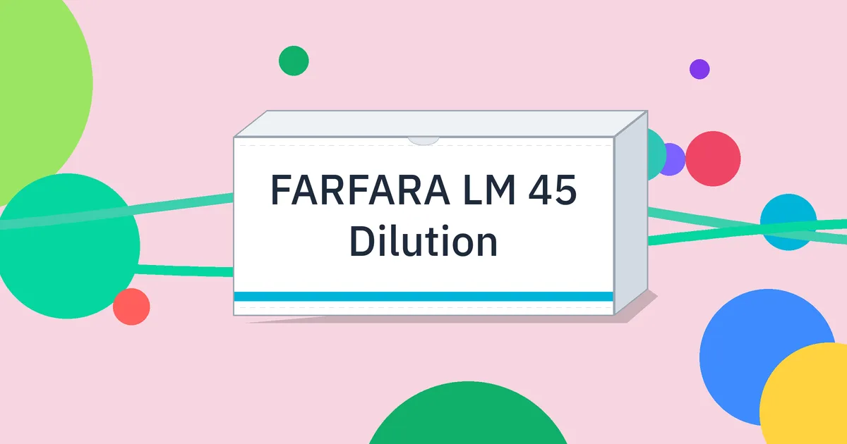 Symbolbild: Packung mit der Aufschrift FARFARA LM 45 Dilution (PZN 13487630) – Verfügbarkeit und Bezug in Apotheken in Frankfurt am Main