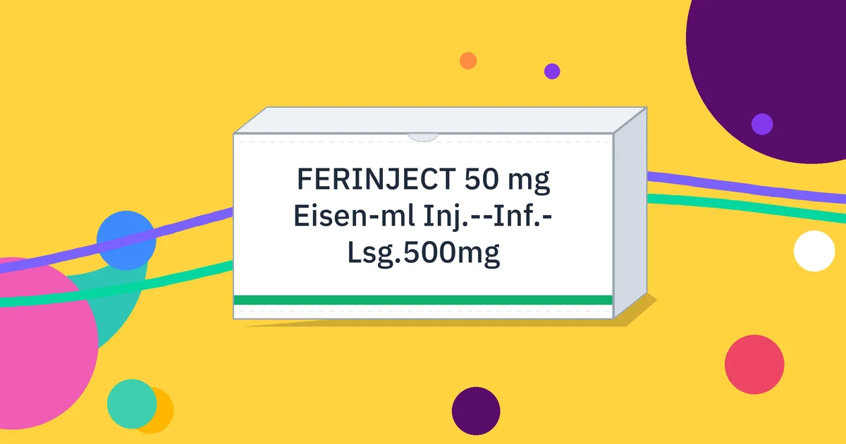 Symbolbild: Packung mit der Aufschrift FERINJECT 50 mg Eisen-ml Inj.--Inf.-Lsg.500mg (PZN 17375017) – Verfügbarkeit und Bezug in Apotheken in Frankfurt am Main