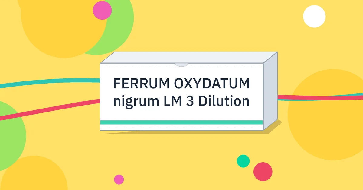 Symbolbild: Packung mit der Aufschrift FERRUM OXYDATUM nigrum LM 3 Dilution (PZN 12851080) – Verfügbarkeit und Bezug in Apotheken in Frankfurt am Main