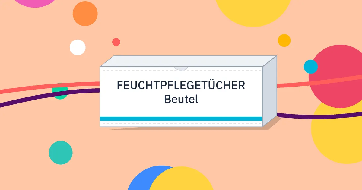Symbolbild: Packung mit der Aufschrift FEUCHTPFLEGETÜCHER Beutel (PZN 19209004) – Verfügbarkeit und Bezug in Apotheken in Frankfurt am Main