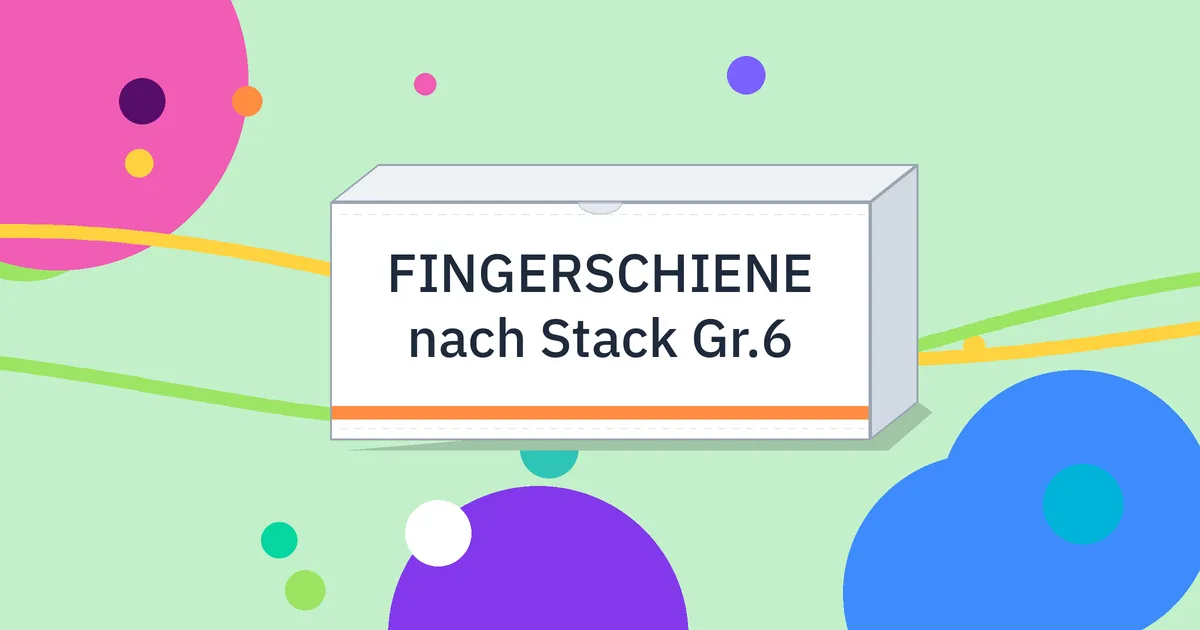 Symbolbild: Packung mit der Aufschrift FINGERSCHIENE nach Stack Gr.6 (PZN 02693065) – Verfügbarkeit und Bezug in Apotheken in Frankfurt am Main
