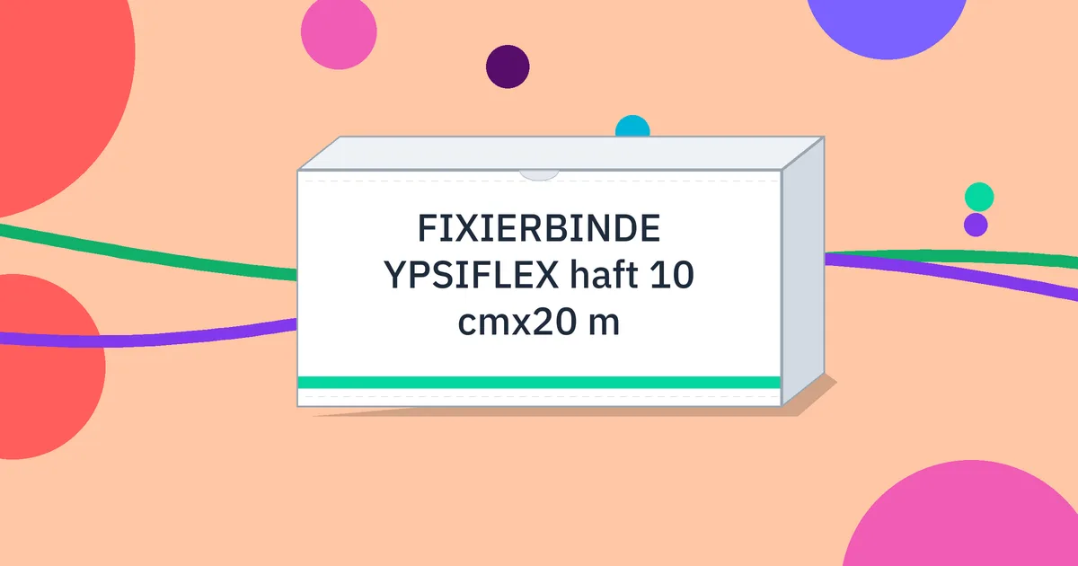 Symbolbild: Packung mit der Aufschrift FIXIERBINDE YPSIFLEX haft 10 cmx20 m (PZN 00832108) – Verfügbarkeit und Bezug in Apotheken in Frankfurt am Main