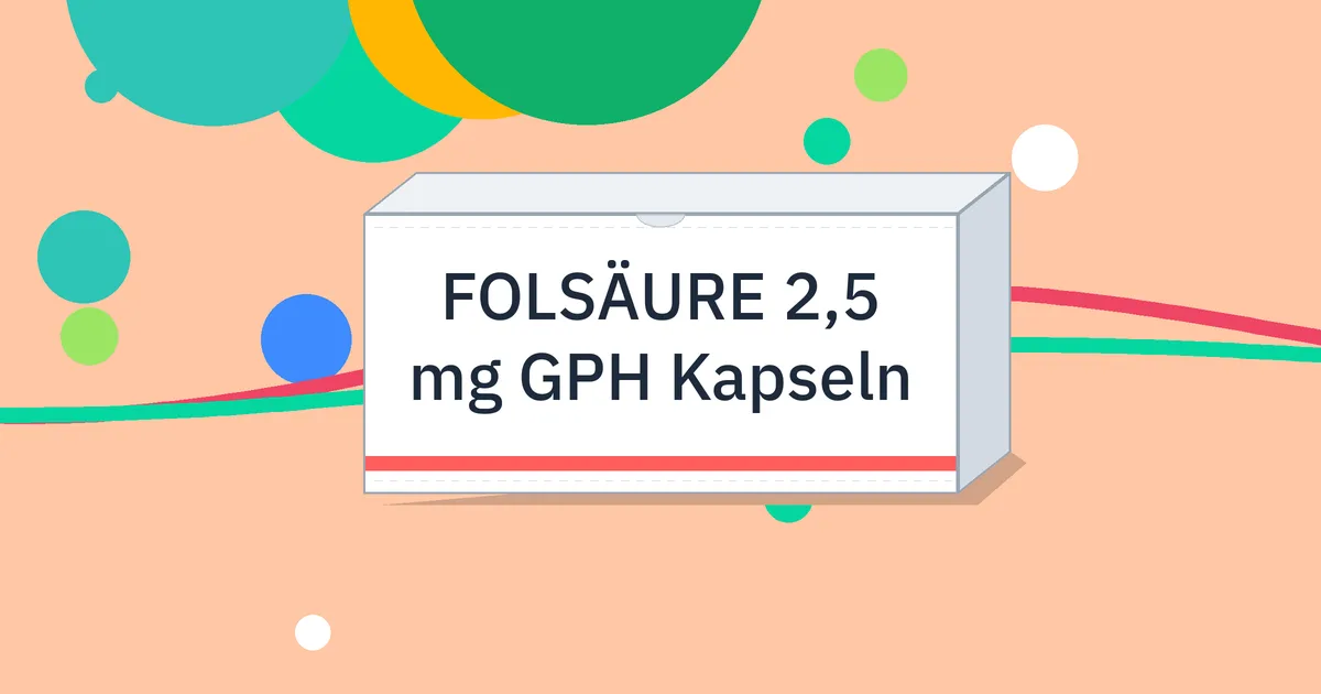 Symbolbild: Packung mit der Aufschrift FOLSÄURE 2,5 mg GPH Kapseln (PZN 15409410) – Verfügbarkeit und Bezug in Apotheken in Frankfurt am Main