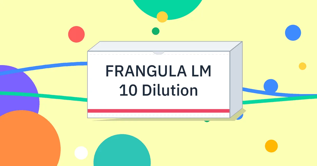 Symbolbild: Packung mit der Aufschrift FRANGULA LM 10 Dilution (PZN 12874371) – Verfügbarkeit und Bezug in Apotheken in Frankfurt am Main