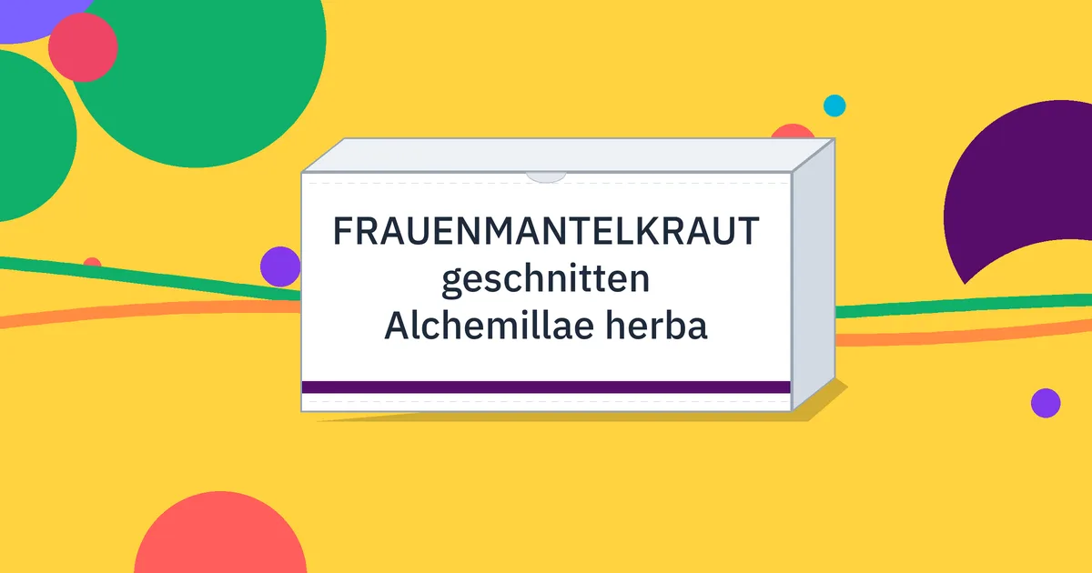 Symbolbild: Packung mit der Aufschrift FRAUENMANTELKRAUT geschnitten Alchemillae herba (PZN 20954078) – Verfügbarkeit und Bezug in Apotheken in Frankfurt am Main